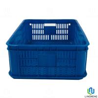 China Vented Plastic Fruit And Vegetable Crates , Blue Stackable Vegetable Crates for sale