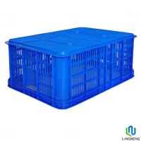 China Blue Plastic Fruit And Vegetable Crates Rectangular Lightweight for sale