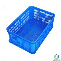 China Blue Plastic Fruit And Vegetable Crates Rectangular Lightweight for sale