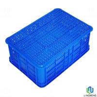 China Blue Plastic Fruit And Vegetable Crates Rectangular Lightweight for sale