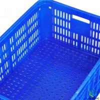 China Blue Plastic Fruit And Vegetable Crates Rectangular Lightweight for sale