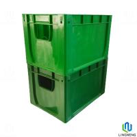 China Durable 65*65mm Hole Bottom Plastic Beer Crates 24 Holdings Glass Bottle Crates for sale