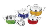 China Stainless Steel Cookware Set 6 or 8 Pieces Induction Compatible Mirror Polish for sale