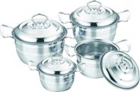 China Silver Stainless Steel Cooking Pans Non Stick Sauce Pot 410 201 Induction Compatible for sale