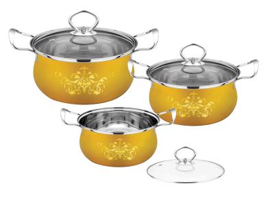 China 6 Piece Stainless Steel Cookware Set 16-20cm with Glass Lid Mirror Polish for sale