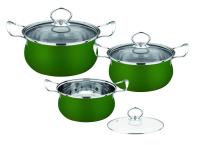 China Red Stainless Steel Cookware Set 16-24cm Pots and Pans Induction Compatible Easy Clean for sale