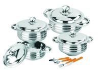 China 6 Piece Stainless Steel Cookware Set Mirror Polish 16cm to 20cm Induction Compatible for sale