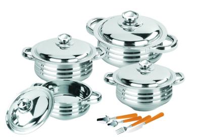 China 6 Piece Stainless Steel Cookware Set Mirror Polish 16cm to 20cm Induction Compatible for sale