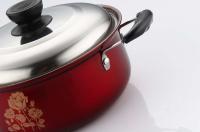 China Nonstick Stainless Steel Cookware Set 6pcs Red Rose 16-20cm Pots Mirror Polish for sale