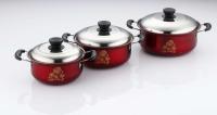 China Nonstick Stainless Steel Cookware Set 6pcs Red Rose 16-20cm Pots Mirror Polish for sale