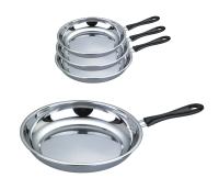 China Food Grade 410 Stainless Steel Non Stick Frying Pan 26cm Mirror Polish for sale