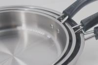 China Customk Stainless Steel Saute Pan 0.5mm 24cm Induction Cookware Skillet for sale