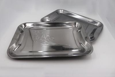 China Stainless Steel Square Tray 0.5mm Thickness 24pcs per Carton Silver Bar Tray for sale