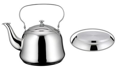 China Full Mirror Polished Stainless Steel Tea Kettle Food Grade SS201 0.4mm Thickness Whistling for sale