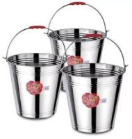 China Silver Stainless Steel Water Bucket with Handle 7L 9L 10L Mirror Polished for sale
