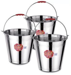 China Silver Stainless Steel Water Bucket with Handle 7L 9L 10L Mirror Polished for sale