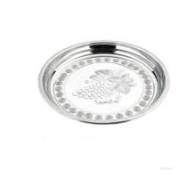 China Kitchenware Stainless Steel Round Tray Embossed Silver Color Fashional Design for sale