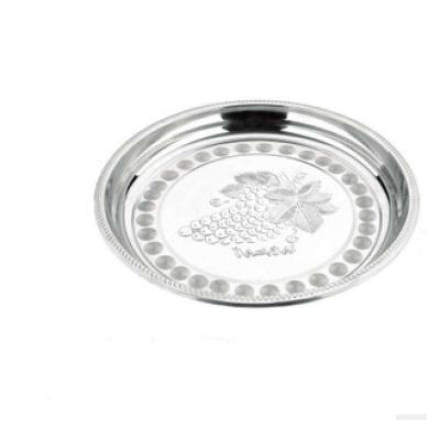China Kitchenware Stainless Steel Round Tray Embossed Silver Color Fashional Design for sale