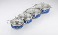 China Stainless Steel Cooking Pot Set 16cm 22cm Non Stick Durable Easy Clean Glass Lid for sale