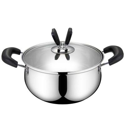 China Stainless Steel Cooking Pot 0.4mm Thickness with Tempered Glass Lid for Home Kitchen for sale