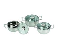 China Stainless Steel Kitchen Cookware Set 0.5mm Thickness Mirror Polish Inside Outside 16-20cm for sale