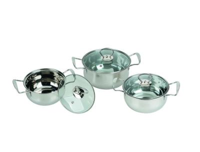 China Stainless Steel Kitchen Cookware Set 0.5mm Thickness Mirror Polish Inside Outside 16-20cm for sale