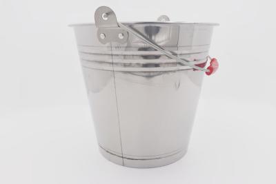 China 12L Stainless Steel Ice Bucket Standard Metal Pail for Champagne Wine Beer 0.25mm for sale