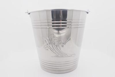 China 18L 201 Stainless Steel Cleaning Tool Metal Pail Durable Ice Bucket with Handle for sale