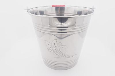 China 14L Stainless Steel Ice Bucket with Handle for Wine Beer Champagne Home Durable Metal Water Bucket for sale