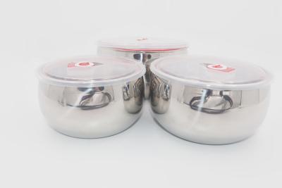 China Stainless Steel Mixing Bowl Set 4pcs 14-20cm Nesting Storage Box with Lids for Kitchen for sale