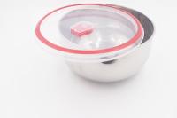 China 201 Stainless Steel Mixing Bowl Set 3pcs 14 16 18cm with PP Lids Stackable Food Container for sale