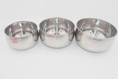 China 201 Stainless Steel Leak Proof Mixing Bowl Set 3pcs 16cm 20cm Food Storage for sale