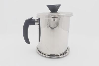 China 1.3L Stainless Steel Oil Strainer Pot with Lid and Filter for Kitchen Grease Storage for sale
