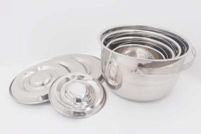 China Stainless Steel Camping Cookware Set 5pcs 15-27cm Travel Cooking Pots with Lids for sale
