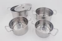 China 4pcs Induction Stainless Steel Stock Pot Set 0.194cbm with Lids 17-23cm for sale