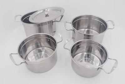 China 4pcs Induction Stainless Steel Stock Pot Set 0.194cbm with Lids 17-23cm for sale