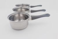 China Stainless Steel Milk Pan Set 3pcs 14cm 16cm 18cm Multi Function Cooking Pot with Cover for sale