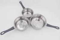 China Stainless Steel Milk Pan Set 3pcs 14cm 16cm 18cm Multi Function Cooking Pot with Cover for sale