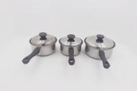 China 3 Piece Stainless Steel Nonstick Sauce Pan Set 14cm 16cm 18cm Induction Compatible for sale