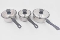 China Stainless Steel Coffee Warmer Turkish Milk Pot Set 3pcs 14cm 16cm 18cm Camp Cooker for sale