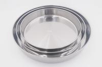 China Stainless Steel Pizza Baking Pan Set 28 32 36cm Round Shallow Serving Tray 0.056cbm for sale
