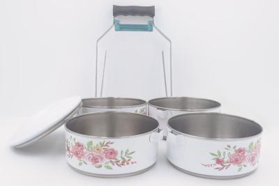 China Double Layer Stainless Steel Tiffin Lunch Box Carrier 16cm Food Container for sale