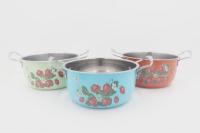 China 6 Piece Stainless Steel Nonstick Soup Pot Set with Flower Coating 16cm 18cm 20cm for sale
