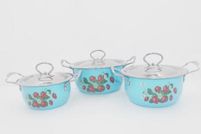 China 6pcs Nonstick Soup Pot Flower Coating Deep Casserole Pan for sale