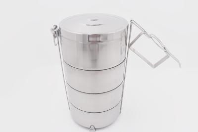 China 23cm 4 Tiers Glossy Metal Food Carrier With Knock Down Handle for sale