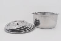 China 8 Piece Stainless Steel Camping Cookware Set 4 Pots 15-24cm Non Magnetic Travel Kit for sale