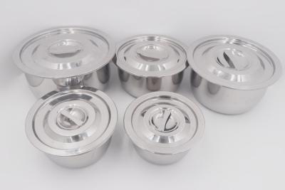 China Commercial Stainless Steel Cooking Pot Set 5 Piece 15-27cm Induction Compatible for sale