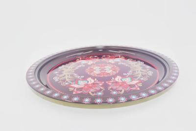 China Bone Plate LFGB Stainless Steel Round Tray With Flower Background for sale
