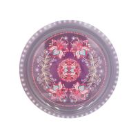 China 30cm Round Stainless Steel Plate Multi Color Flower Coating Dinner Tray for sale