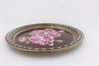 China 36cm Stainless Steel Fruit Plate with Flower Pattern Decorative Dinner Plate 0.036cbm for sale